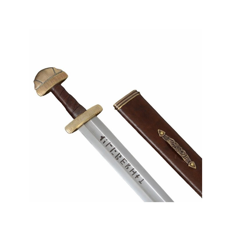 EPEE DE JARL VIKING FINITION BRONZE AVEC ORNEMENT ET FOURREAU CUIR